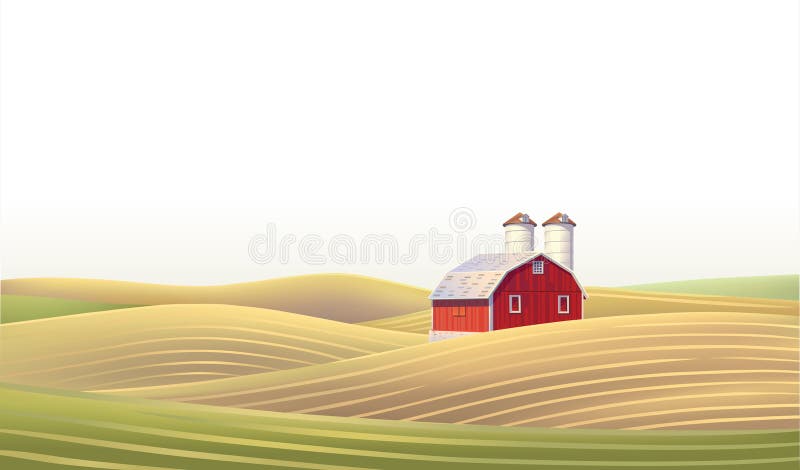 Rural Landscape with a Farm Bulding and Agricultural Fields. Stock ...