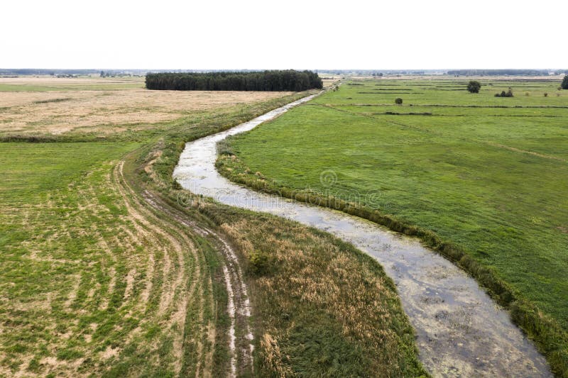 Rural Landscape, Fields, Meadows, Streams View from the Drone Stock ...