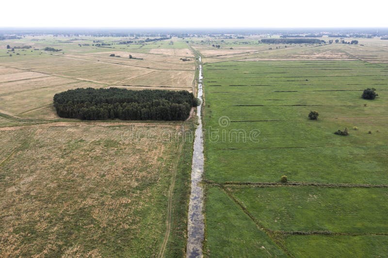 Rural Landscape, Fields, Meadows, Streams View from the Drone Stock ...