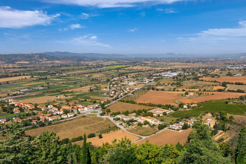Rural Landscape with Fields and Small Towns in Umbria, Italy Stock ...