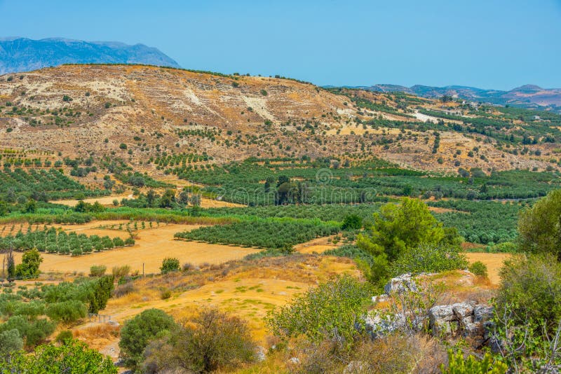 Rural Landscape of Greek Island Crete Stock Photo - Image of orchard ...