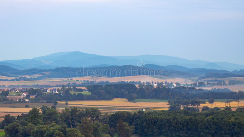 Rural Landscape, Green Fields and Small Mountains in the Background ...