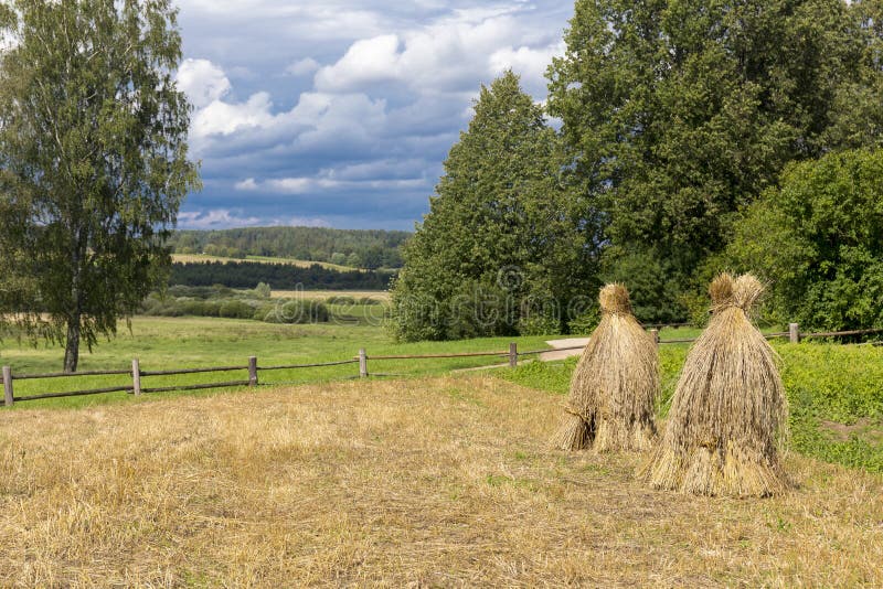 Rural Landscape with Haystac Stock Image - Image of valley, empty: 90489955