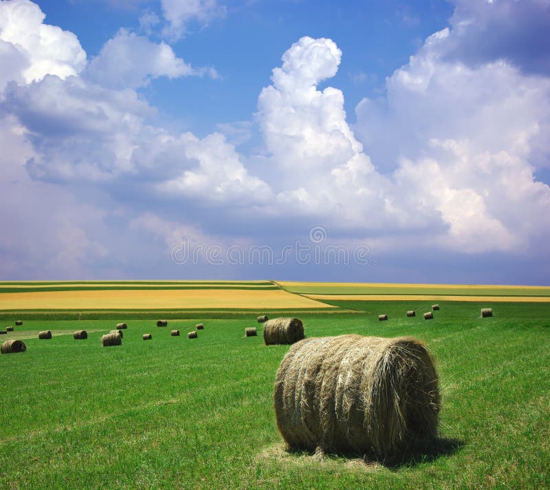 Rural Landscape with Haystack Stock Photo - Image of view, outside ...