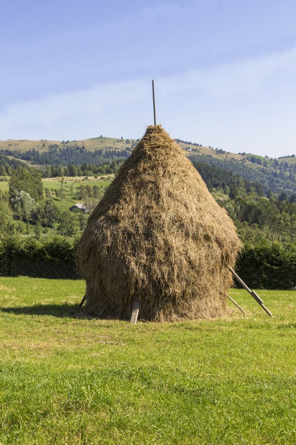 Rural Landscape. Haystack in the Meadow Stock Image - Image of green ...