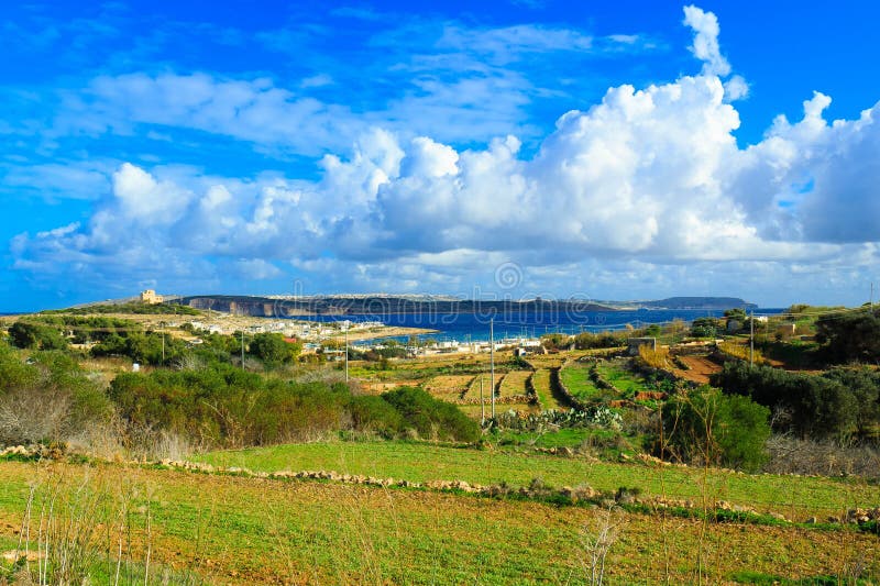 Rural Landscape on Malta. Marfa Peninsula Stock Image - Image of rural ...