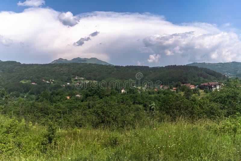 Rural Landscape with Mountains and Houses in Montenegro Stock Photo ...