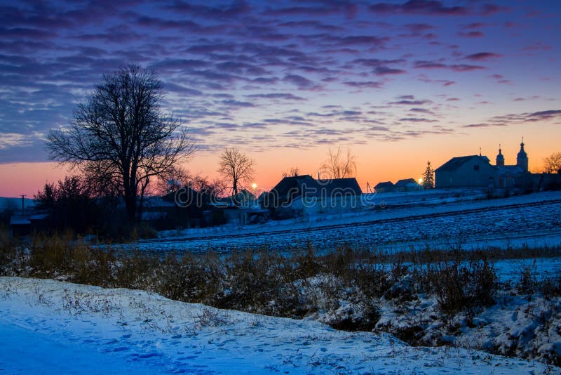 Rural Landscape with a Picturesque Sky at Night at Dusk_ Stock Photo ...