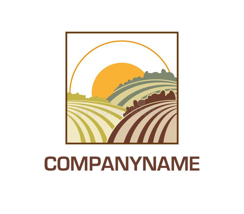 Rural Landscape with the Setting Sun. Ready Logo Stock Vector ...