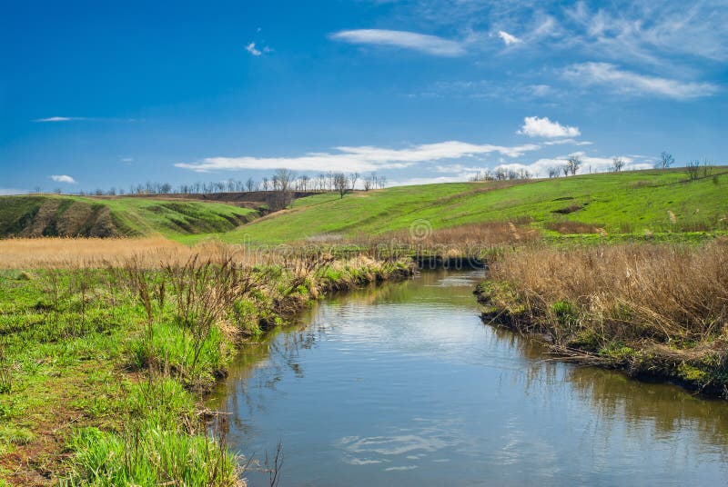 Rural Landscape with Small River Stock Image - Image of ravine, plant ...