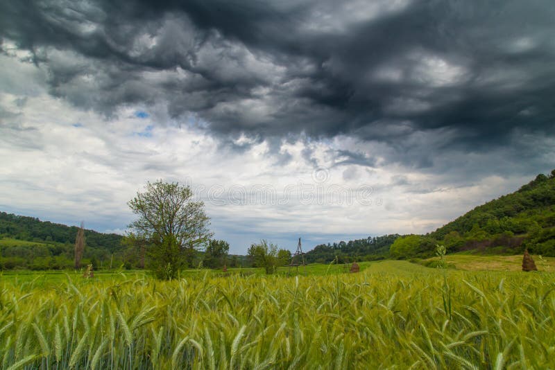 Rural Landscape with Storm Clouds, in Summer Stock Photo - Image of ...