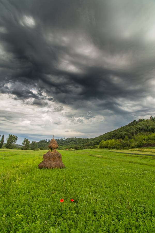 Rural Landscape with Storm Clouds, in Summer Stock Image - Image of ...