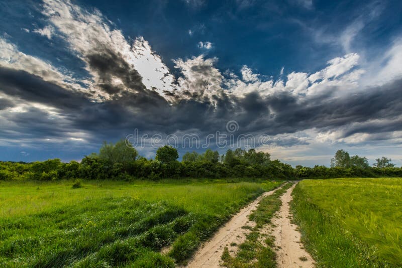 Rural Landscape with Storm Clouds, in Summer Stock Photo - Image of ...