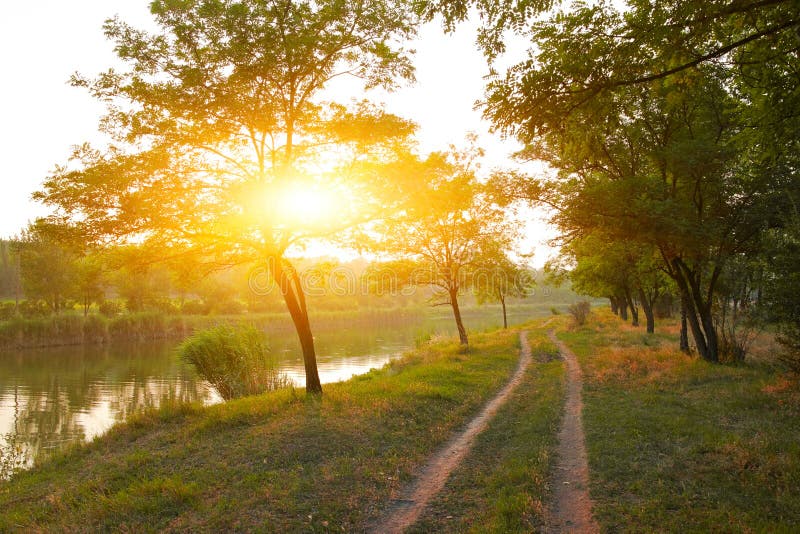 Rural landscape at sunset stock image. Image of plains - 86445241
