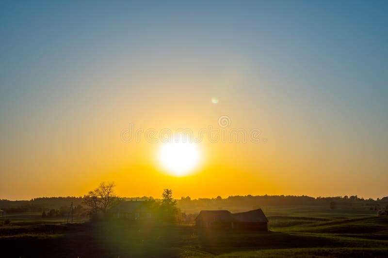 Rural landscape and sunset stock photo. Image of outdoor - 270137302