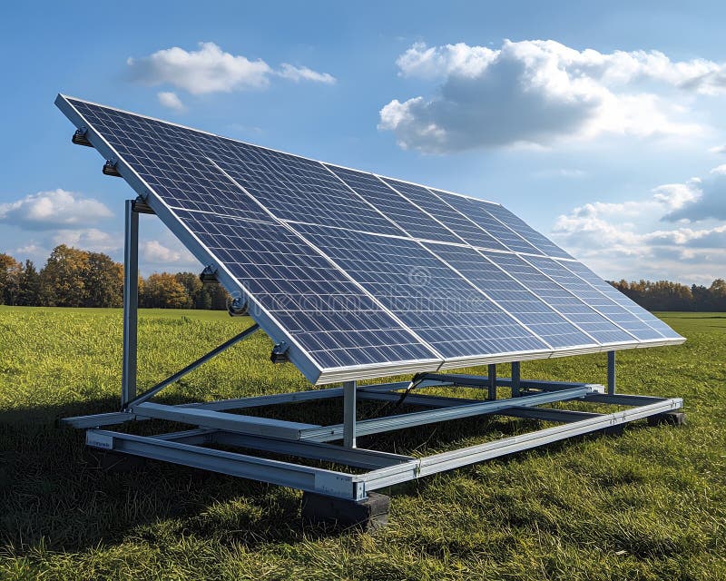 Rural Landscape with Tilted Solar Panel Array Good Resolution Stock ...