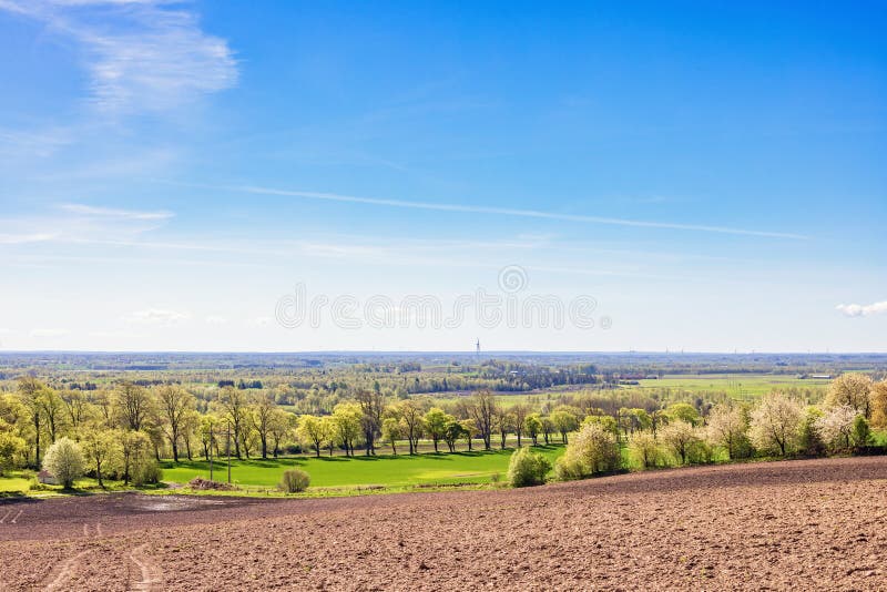 Rural Landscape View with in a Bare Topsoil in a Cultivated Land at ...