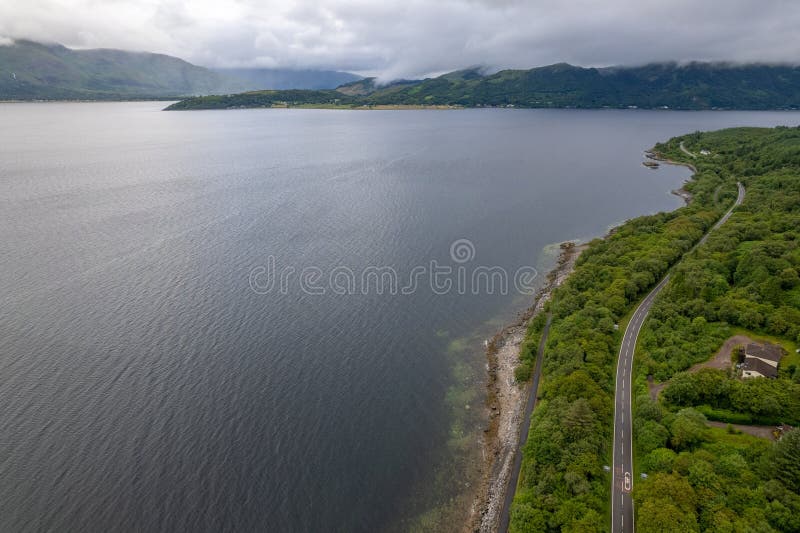 Rural Landscape with Water, Land, Trees, and a Road Stock Image - Image ...
