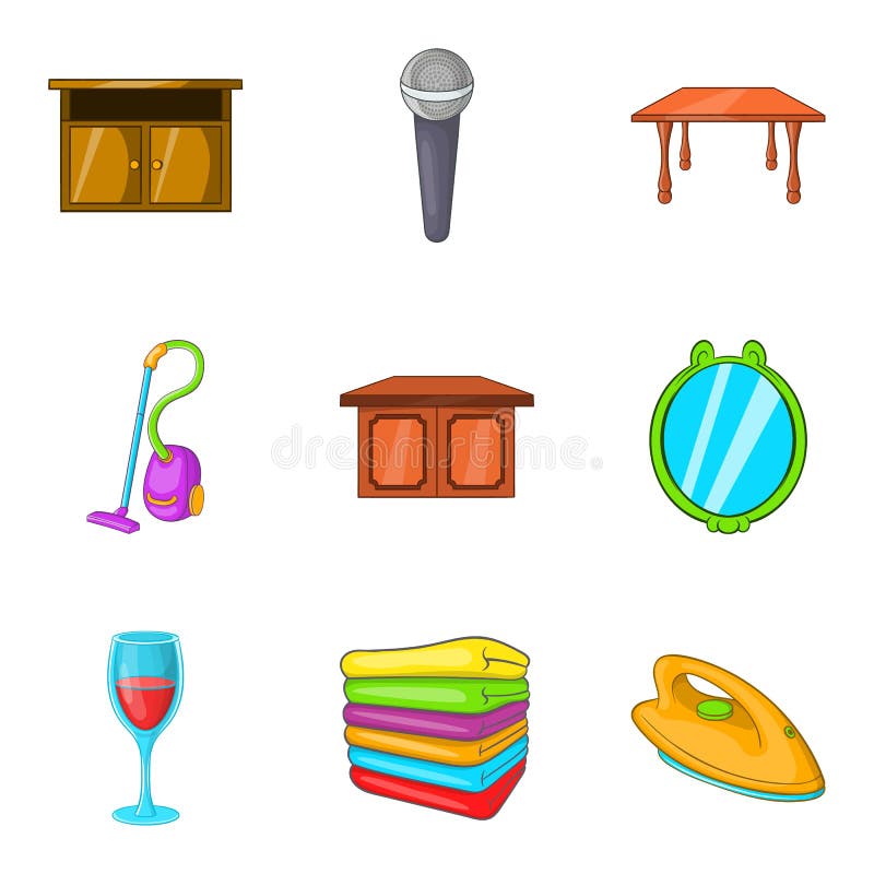Rural Manor Icons Set, Cartoon Style Stock Vector - Illustration of ...