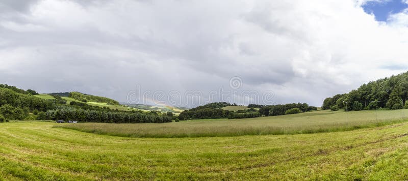 Rural panorama landscape stock image. Image of rain, meadow - 73754765