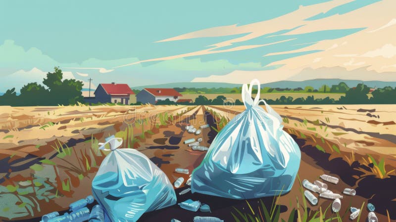 Rural Pollution: Plastic Waste in Countryside Fields Stock Photo ...