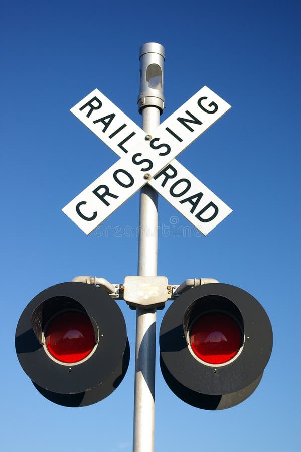Rural Rail Road Crossing Sign with Lamps Stock Photo - Image of lane ...