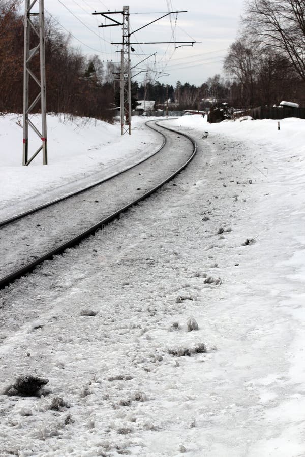 Train Tracks Covered In Snow Stock Image - Image of line, snow: 27481527