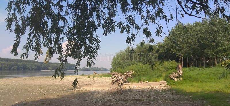 Rural Riverside Landscape in Summer Stock Image - Image of shade, green ...