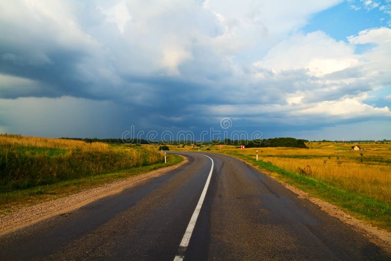 Rural road stock photo. Image of grass, rain, color, overcast - 16005906