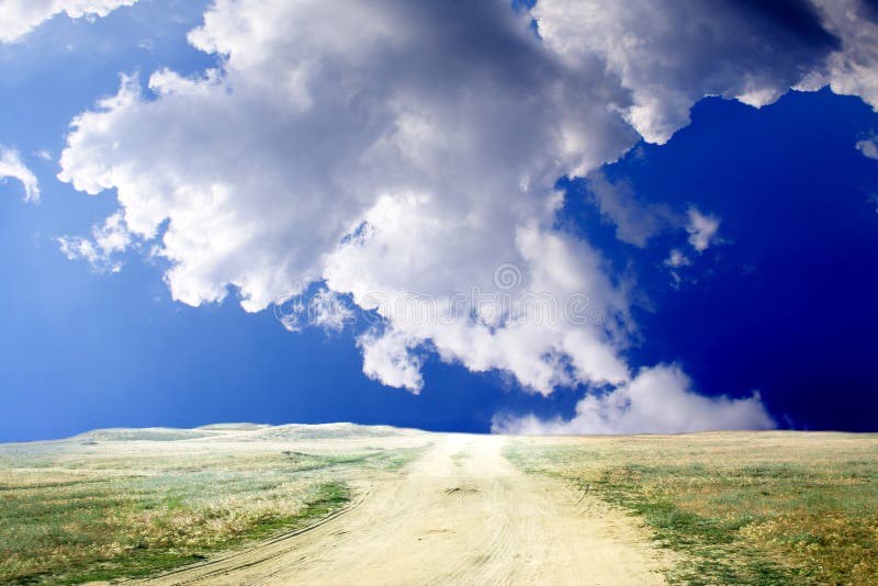 Dirt Road through the Prairie in Storm Stock Image - Image of stormy ...