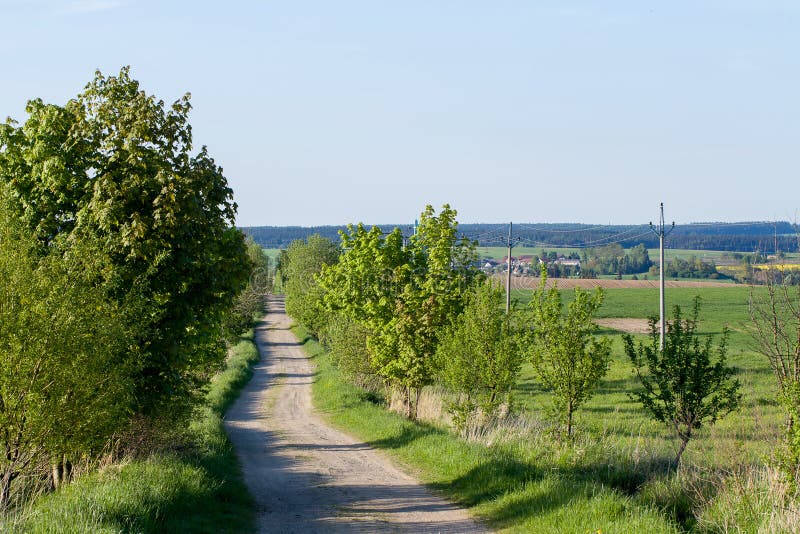 Rural Road on Beautiful Spring Rural Landscape Stock Image - Image of ...