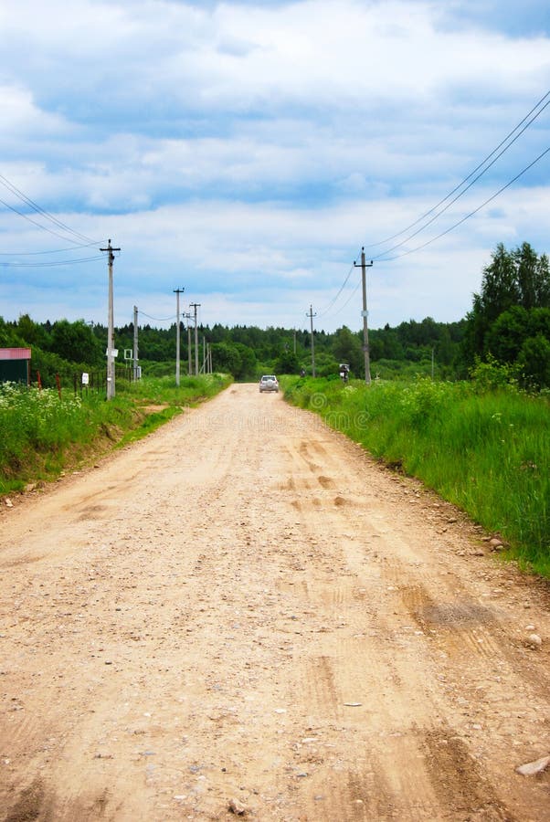 Rural Road, the Car is Driving on a Rural Road. Stock Image - Image of ...