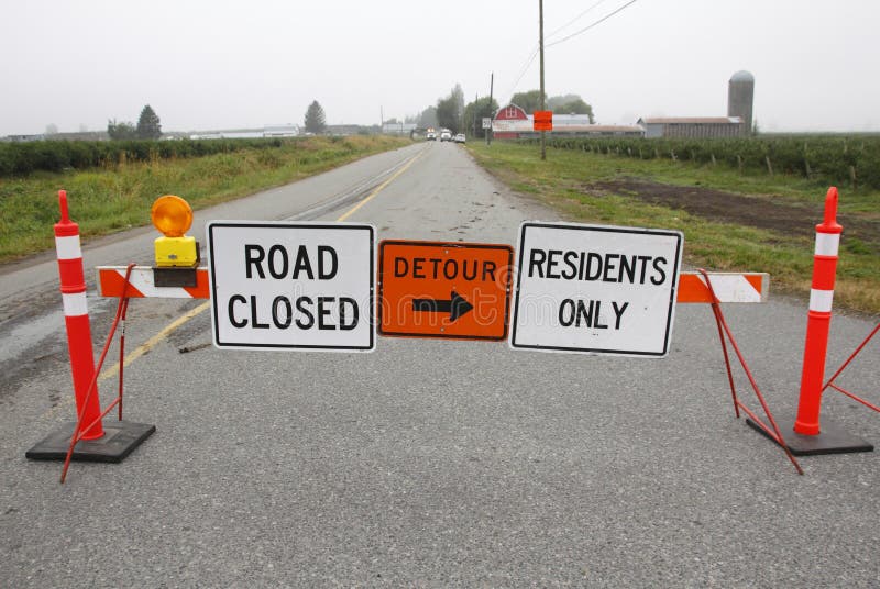 Rural Road Construction Signs Stock Image - Image of rural, farm: 43492659