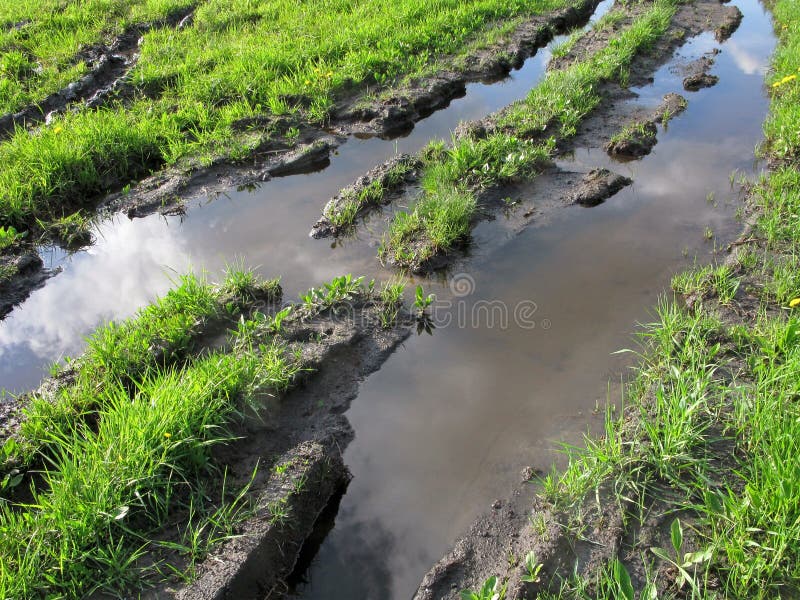 Deep Ruts Filled with Water at the Edge of a Plowed Field Stock Photo ...
