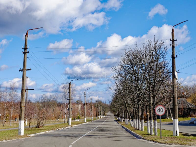 A Rural Road with a Speed Limit Sign Stock Image - Image of trees, sign ...