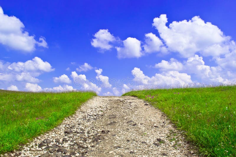 Rural road on sunny day stock photo. Image of blue, point - 22479766