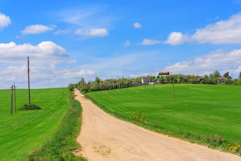 Rural road in village stock photo. Image of nature, sunny - 41510334