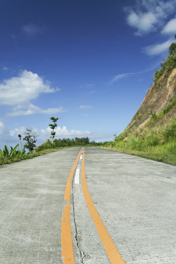 Rural Road Yellow Lines Blue Sky Philippines Stock Photo - Image of ...