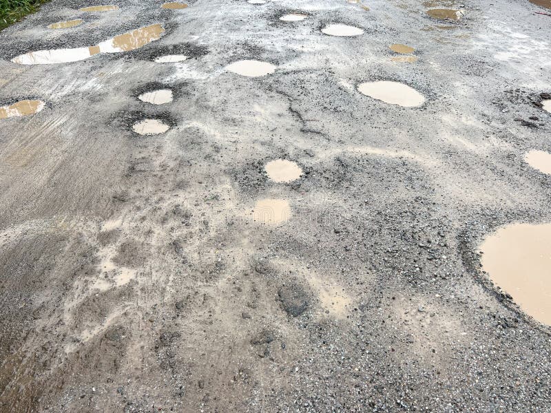 Rural Roads are Bumpy, Waterlogged, and Damaged Stock Image - Image of ...