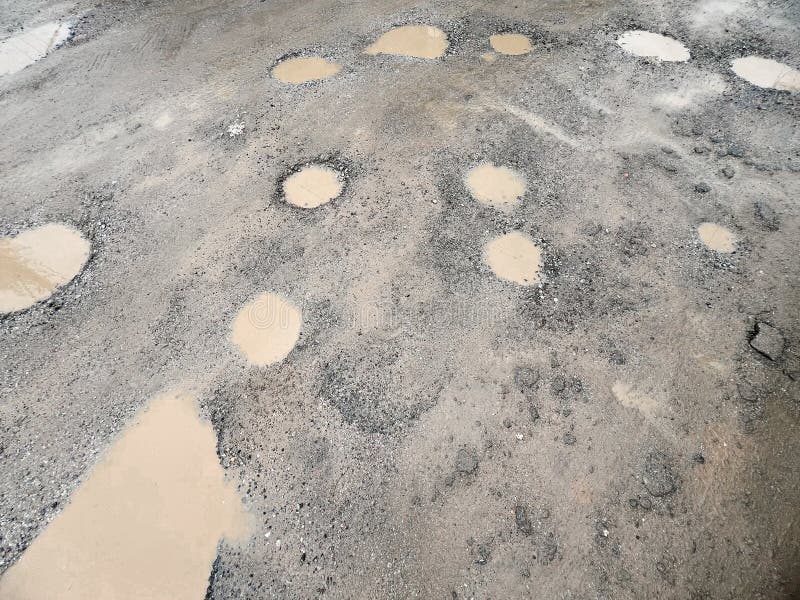 Rural Roads are Bumpy, Waterlogged, and Damaged Stock Image - Image of ...