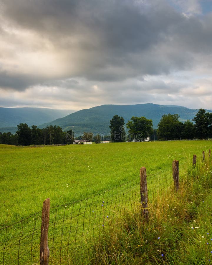 Rural Scene with Farm Fields in the Mountains of West Virginia Stock ...