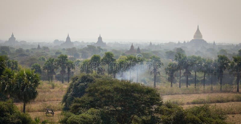 Rural Scene with Many Temples in Bagan, Myanmar Stock Image - Image of ...