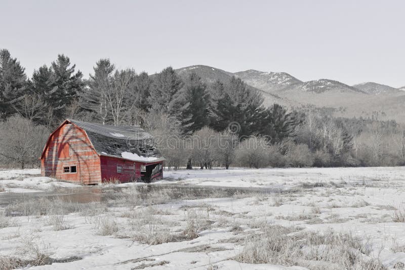 Rural Scene with Old Barn and Field in the Mountains Stock Photo ...