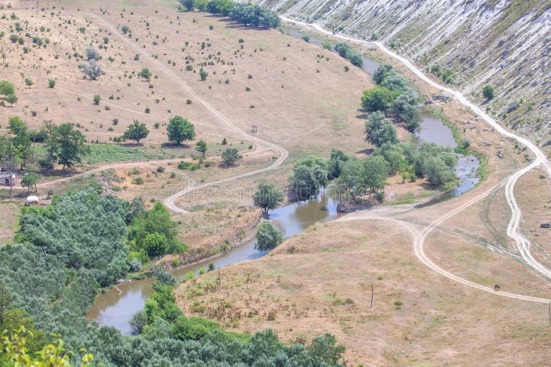 Rural Scene with River and Hills Stock Image - Image of peaceful ...