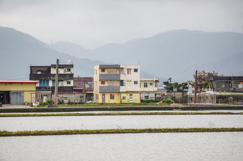 Rural Scene with Xueshan Range in the Background in Taiwan Stock Image ...