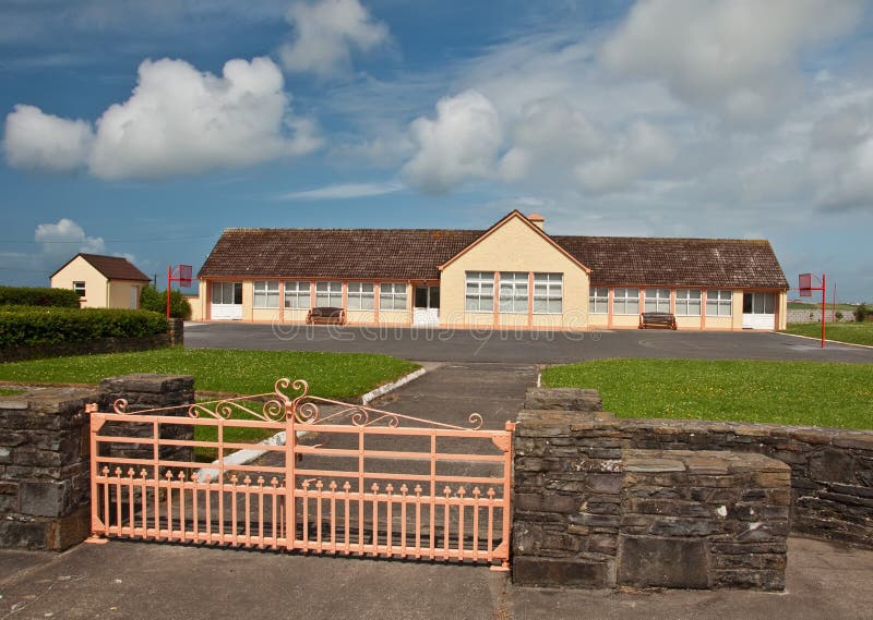 Rural School Building on a Sunny Day Stock Photo - Image of playground ...