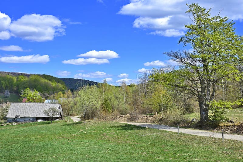 Spring Rural Landscape - Low Beskids Beskid Niski, Poland Stock Photo ...