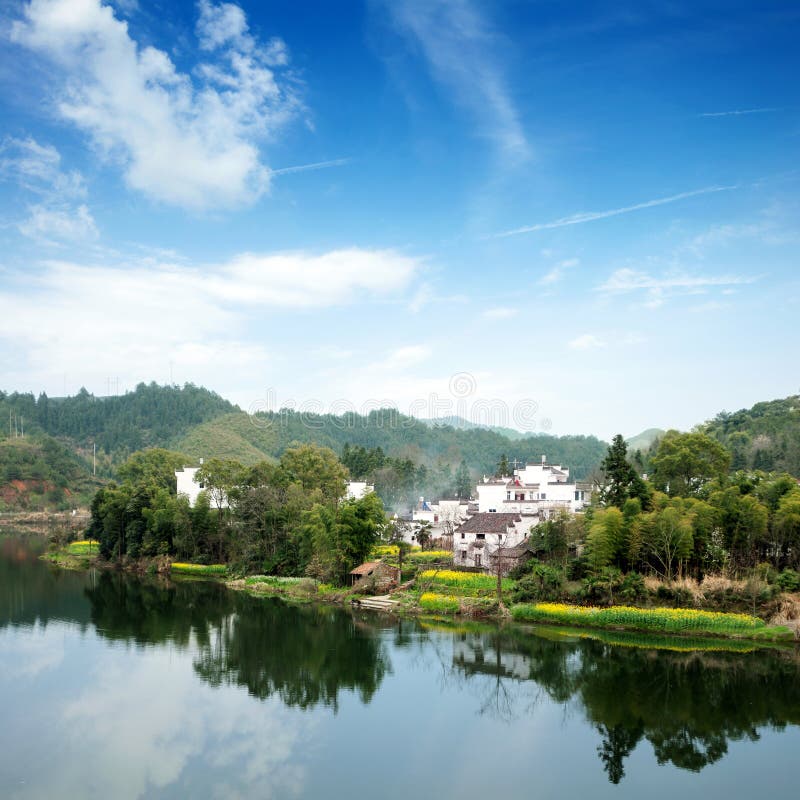 Rural Spring Scene(China Wuyuan) Stock Image - Image of field, china ...