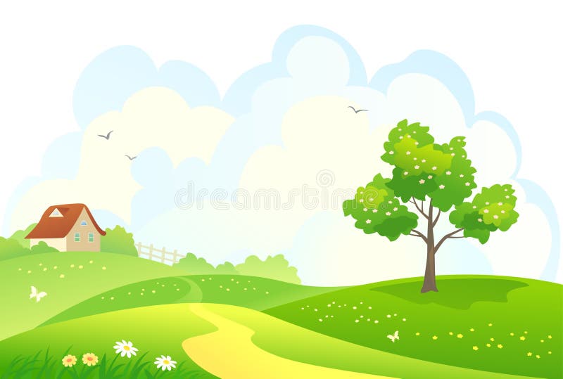 Rural spring scene stock vector. Illustration of freshness - 41285533