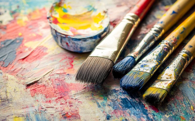 A Rural Studio for Artists Equipped with Brushes and a Canvas Stock ...